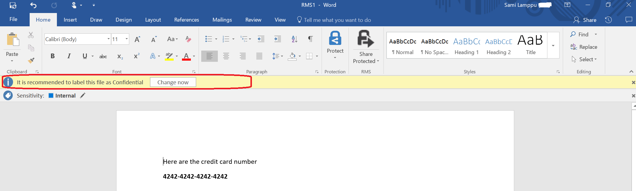 Azure Information Protection in Action – Sam's Corner