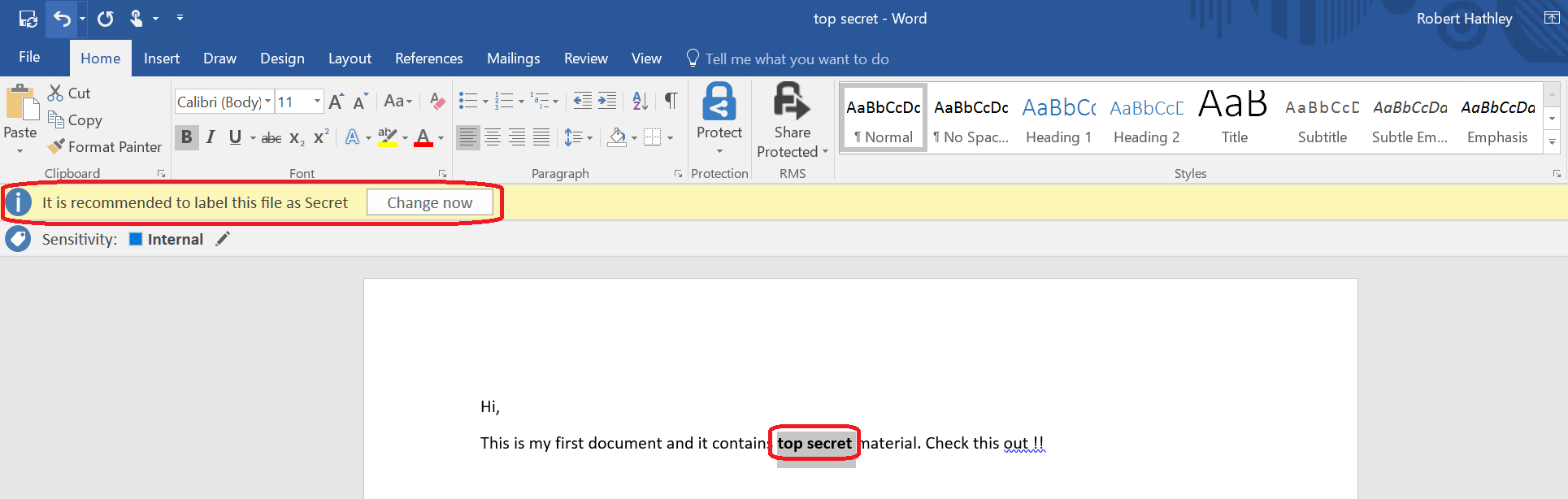 Azure Information Protection in Action – Sam's Corner