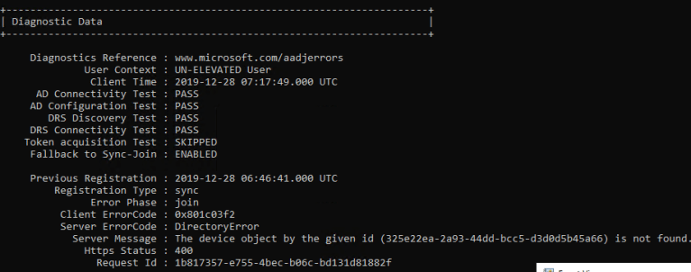 Azure AD Hybrid Device Join Error (0x801c03f2) – Sam's Corner