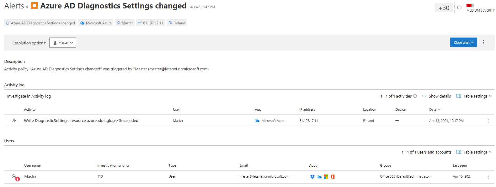 Auditing Azure AD Diagnostics Setting Changes – Sam's Corner