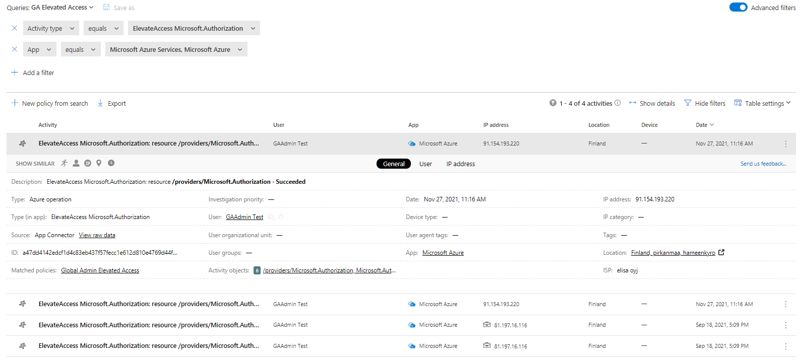 Microsoft Sentinel – Detect Elevate Access Activity in Azure by ...