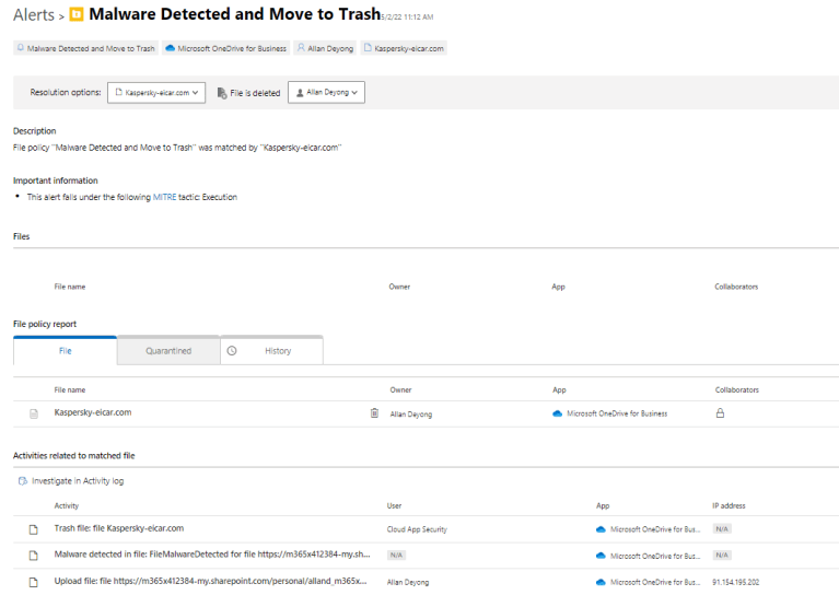 Deep Dive – Defender for Cloud Apps Malware Detection in Office 365 ...